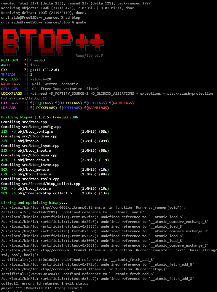 Compilation error on FreeBSD 13 (i386) [BUG] · Issue #294 · aristocratos/btop · GitHub