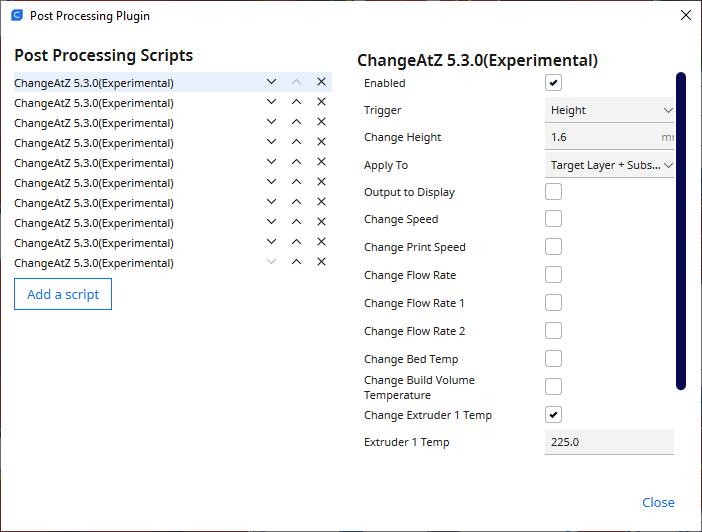 Post processing change temperature at layer puts M104 and starts to print without waiting ...