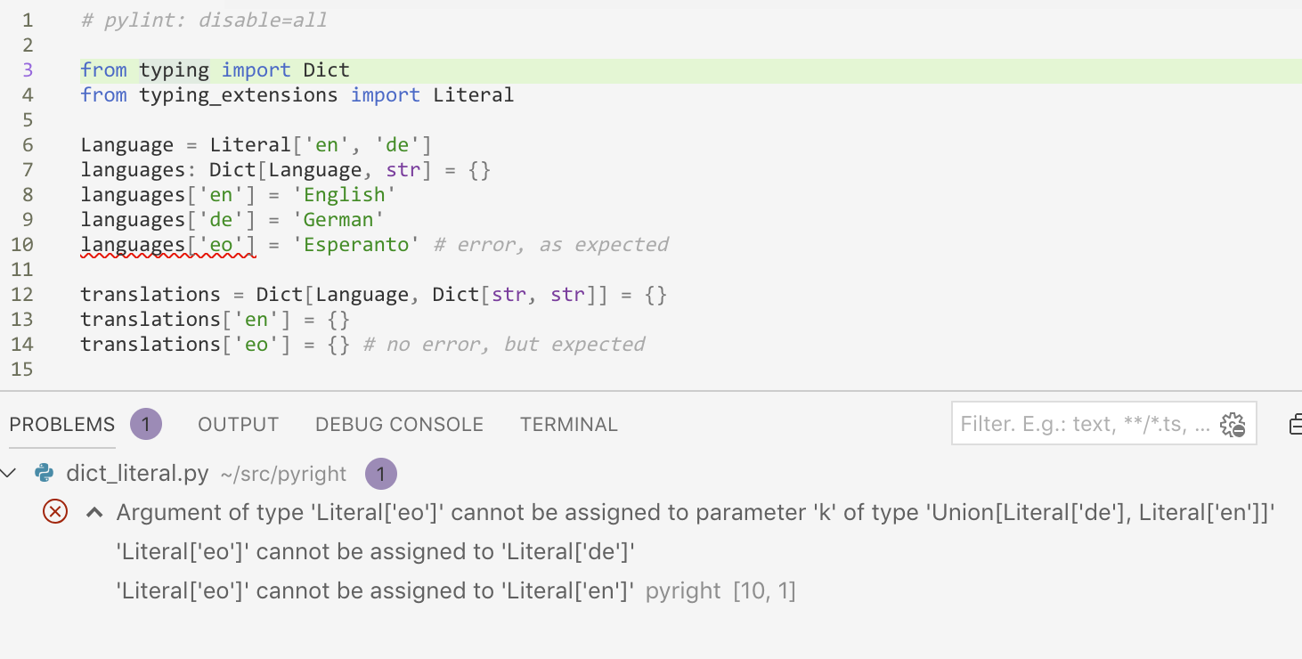 Assignment To Literal Keys Of Nested Dict Is Not Type Checked · Issue 250 · Microsoftpyright 