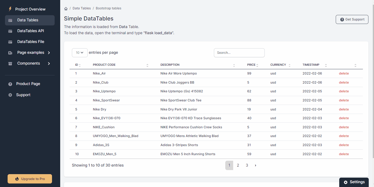 GitHub App generator sample flask datatables Flask Data Tables Open Source Sample AppSeed
