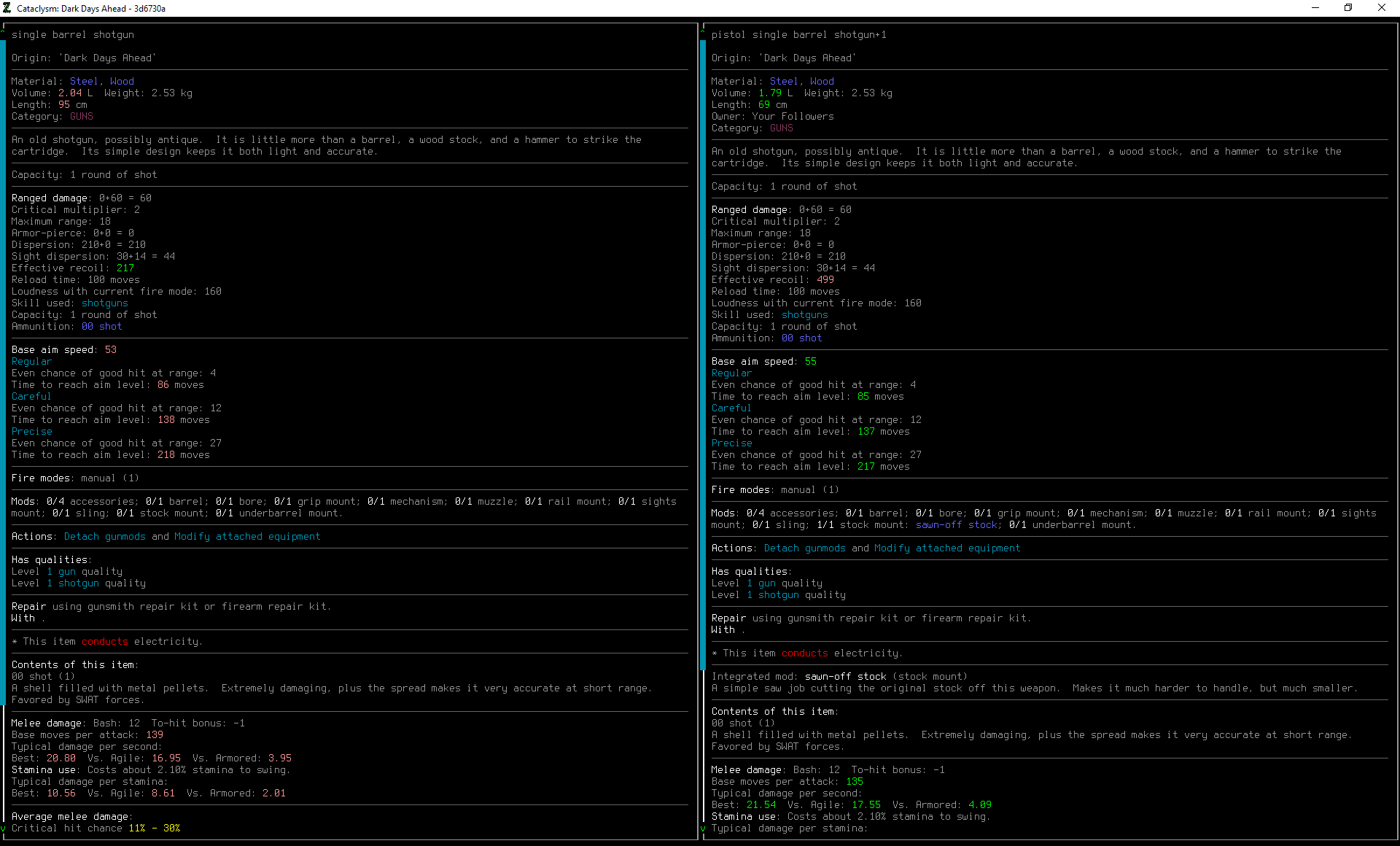Sawing off a stock does not reduce weight · Issue #61209 · CleverRaven/Cataclysm-DDA · GitHub