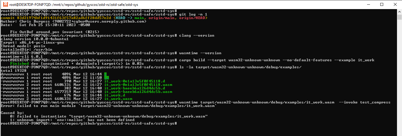 Not compiles wasm target on Windows · Issue #151 · gyscos/zstd-rs · GitHub