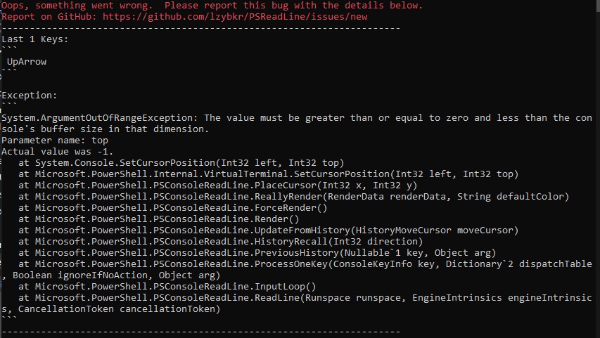 opps something went wrong · Issue #1236 · PowerShell/PSReadLine · GitHub
