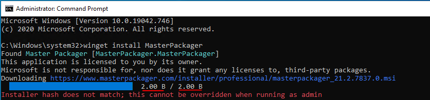 Install downloads 2 byte file and fails hash verification · Issue #1261 · microsoft/winget-cli ...