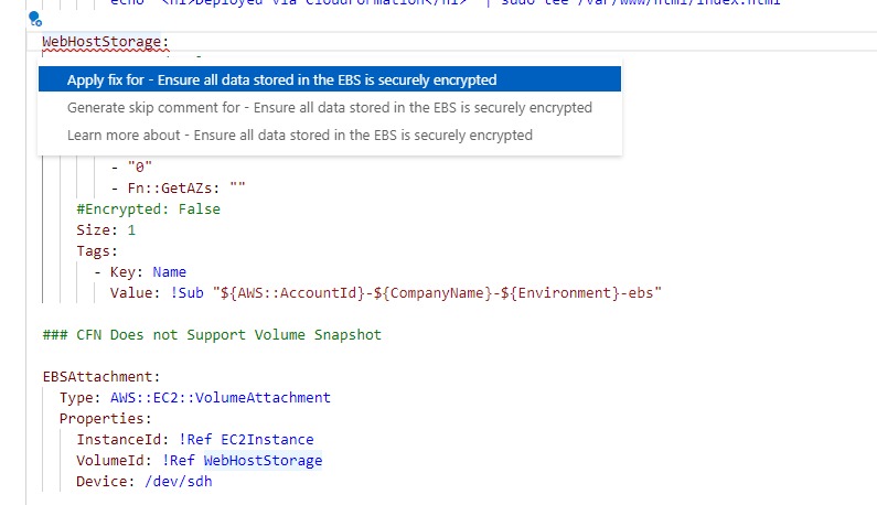 "Apply fix for" fails to inject fix · Issue #64 · bridgecrewio/checkov-vscode · GitHub