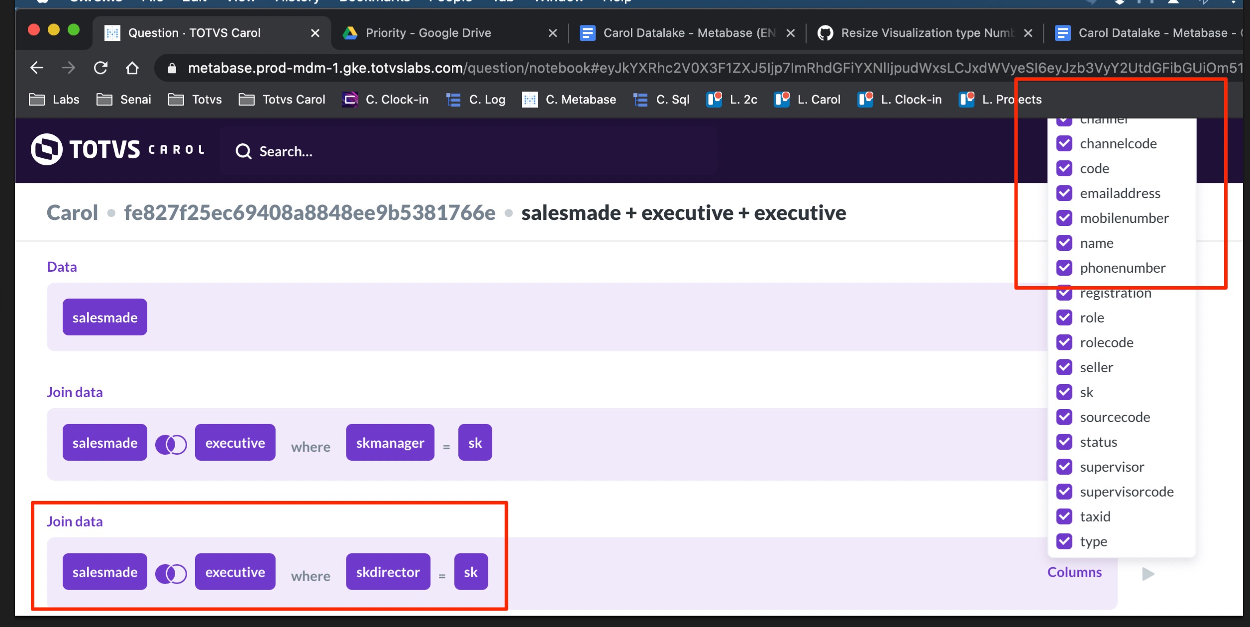 Ui Has Broken When Trying To Select A Column Of The Second Join Configuration In The Custom