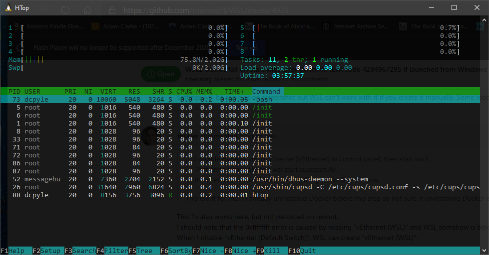 WSL2 distros fail on start with Error 0xffffffff. (Exit code 4294967295 ...