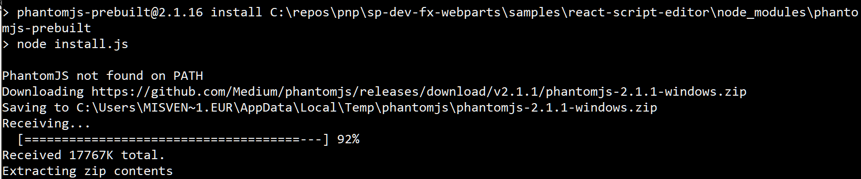 React Script Editor Fails At Npm Install Because Of Dependency On