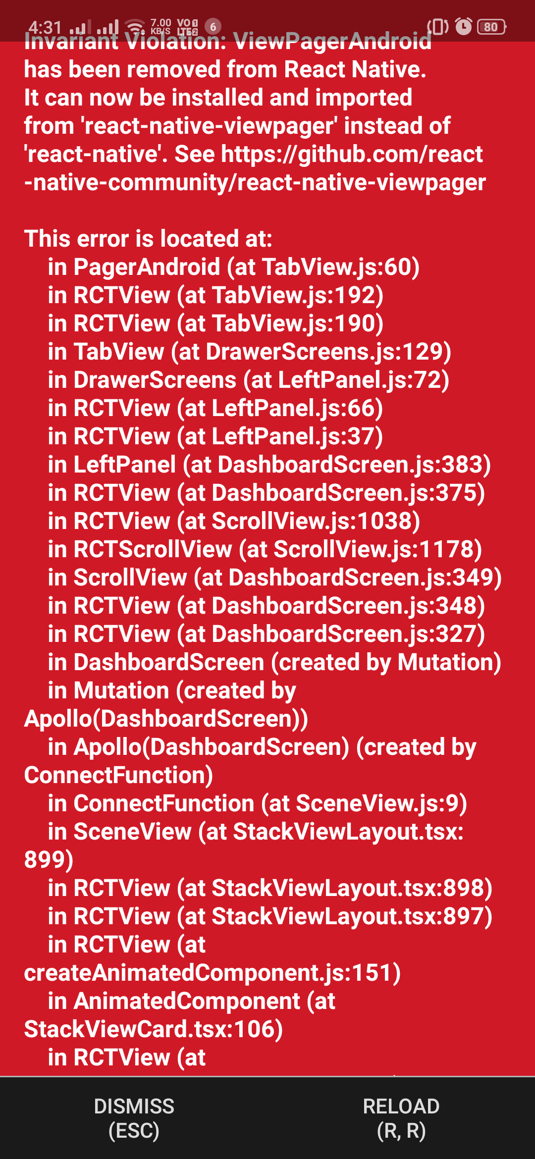 App Crash for Viewpager · Issue #6687 · expo/expo · GitHub