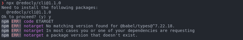 v1.1.0 fails to install with babel error · Issue #1262 · Redocly/redocly-cli · GitHub