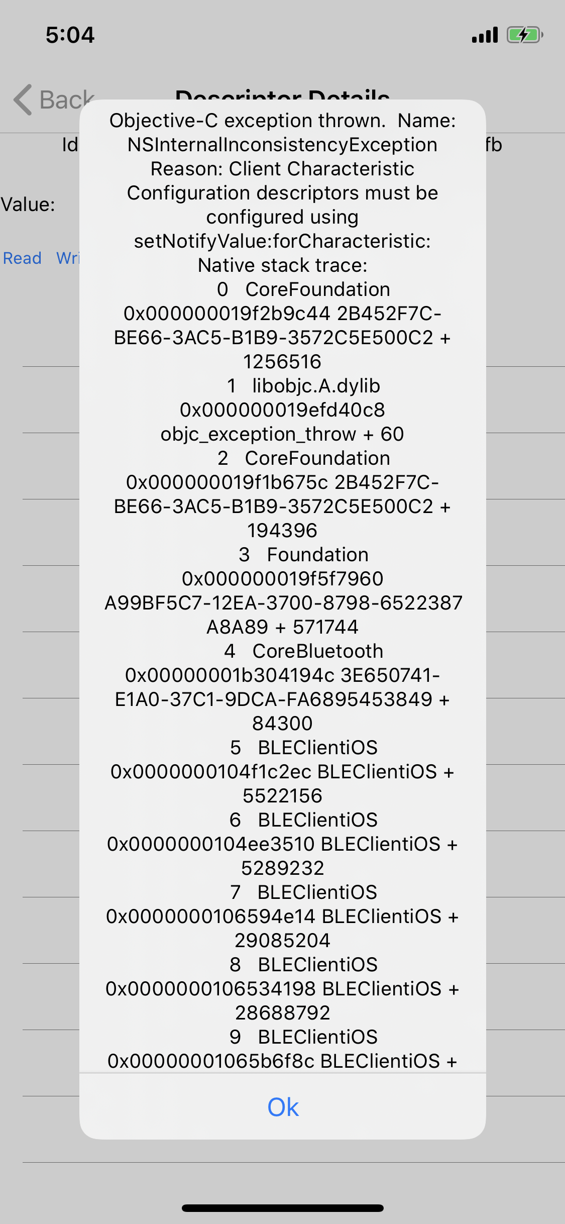 Objective-C exception thrown. Name: NSInternalInconsistencyException Reason: Client ...