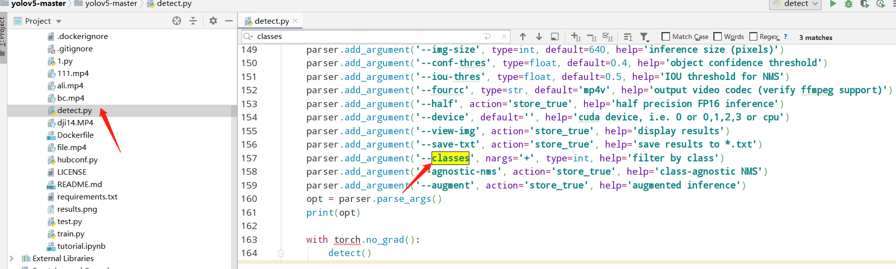 如何在程序中修改代码，让他只检查某一个类别，比如人类，汽车，狗等？在哪里添加呢？命令python detect.py --classes 0 ...