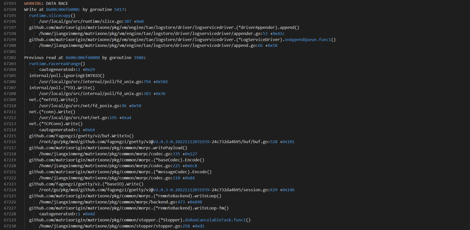[bug] Data Race In Logservicedriver · Issue 6745 · Matrixorigin Matrixone · Github