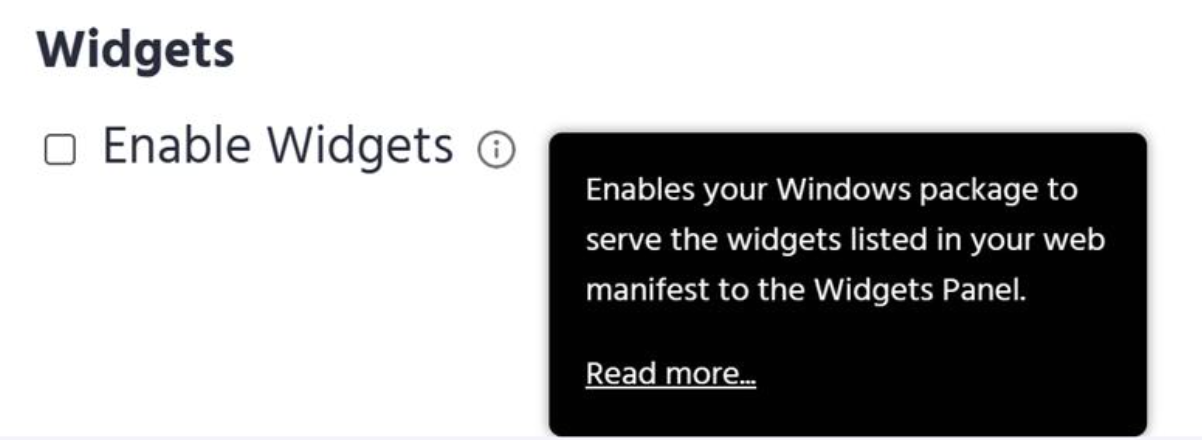 Add "My app contains widgets" checkbox to windows packaging modal · Issue #3816 · pwa-builder ...
