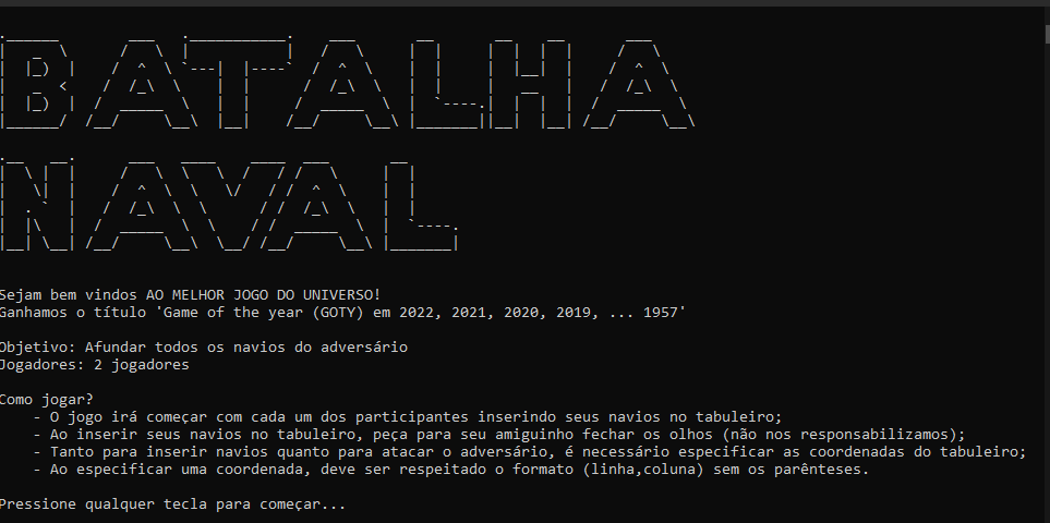 GitHub - Lucas00012/Naval-Battle: Jogo batalha naval desenvolvido em C# (console app)