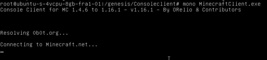 Connecting to Minecraft.net... (On Ubuntu VPS) · Issue #1186 · MCCTeam/Minecraft-Console-Client ...