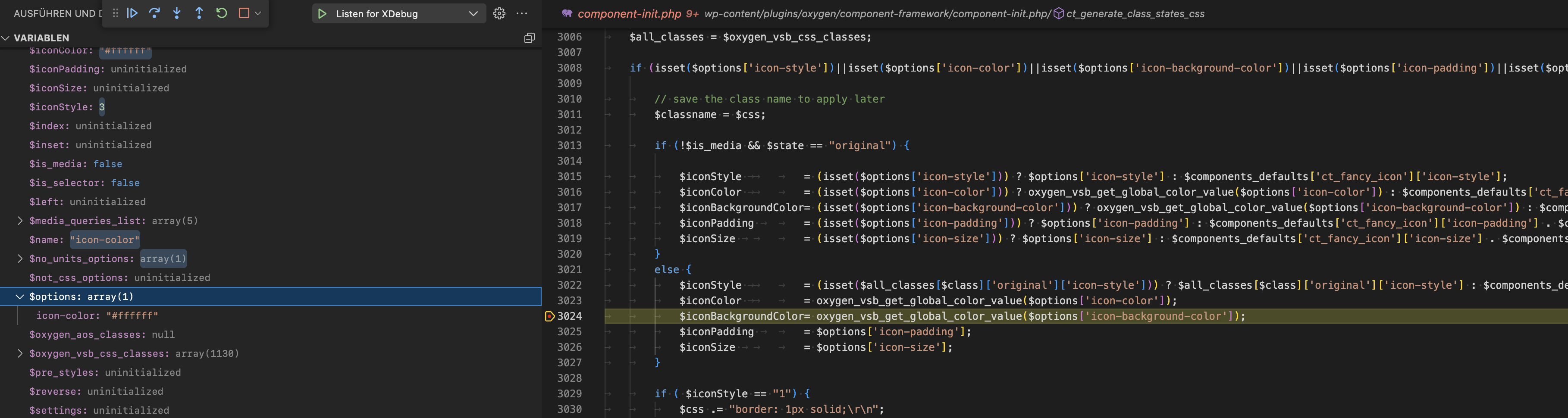 Oxy 4.7.1 PHP Warning 'Undefined array key "icon-color/icon-background-color /icon-padding/icon ...