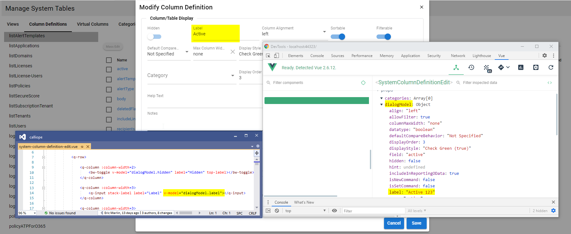 Using Props In V Model Mapping Within Globaldialog Objects Is Broken In