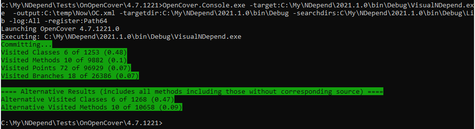 OpenCover v4.7.1221 reports almost zero coverage on a large net40 ...