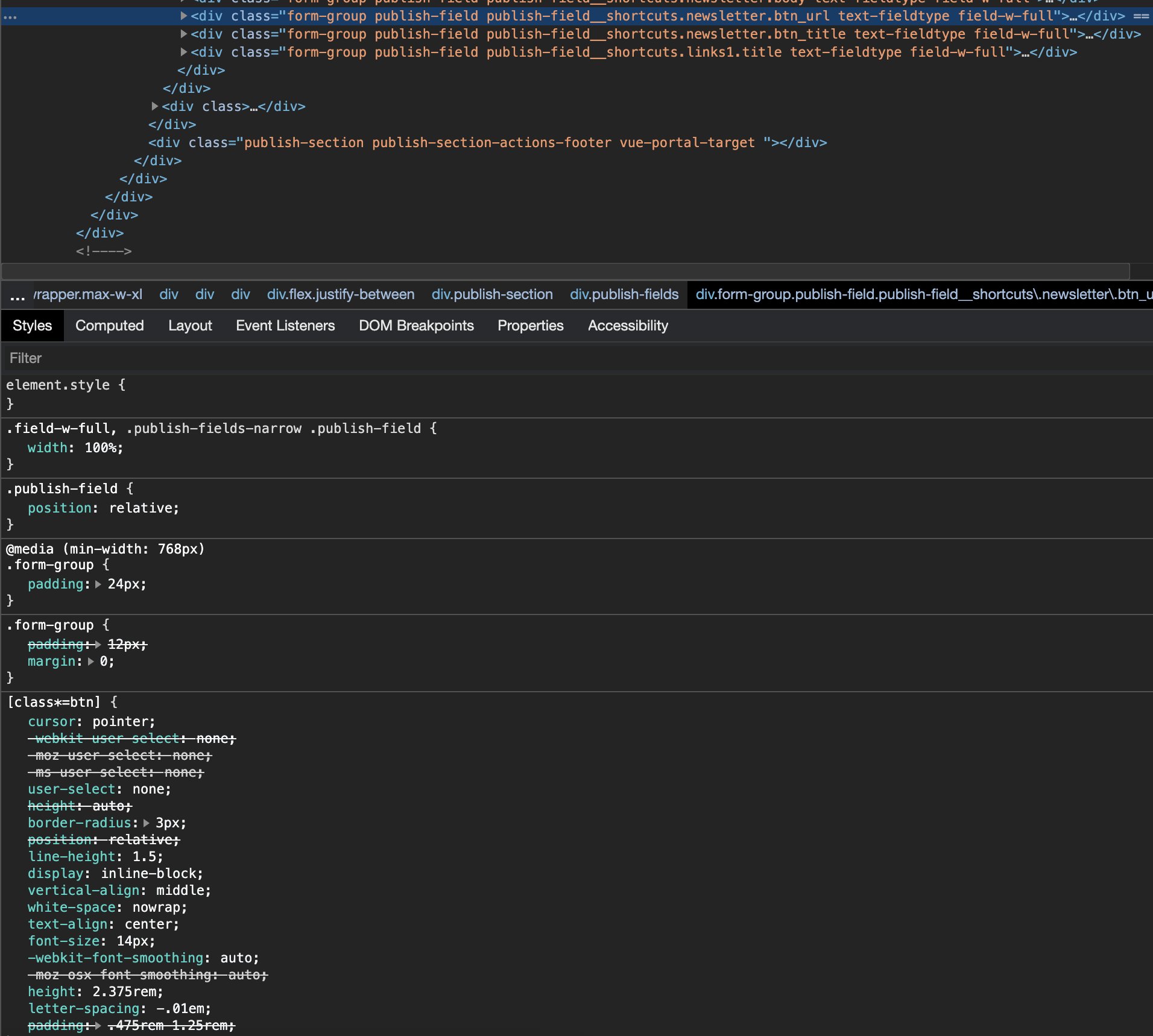 The [class*=btn] selector in the control panel breaks fieldtypes with ...