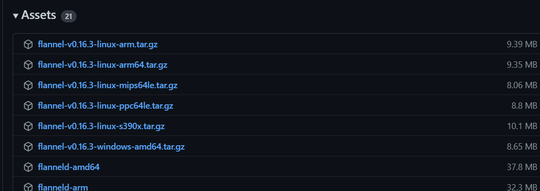 Is there no flannel-v0.16.3-linux-amd64.tar.gz? · Issue #1544 · flannel-io/flannel · GitHub