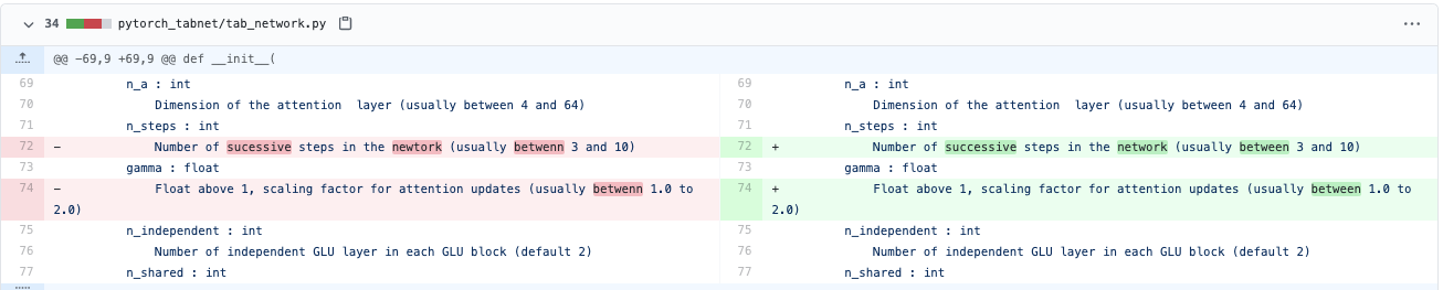 Fix Typo · Issue #254 · dreamquark-ai/tabnet · GitHub