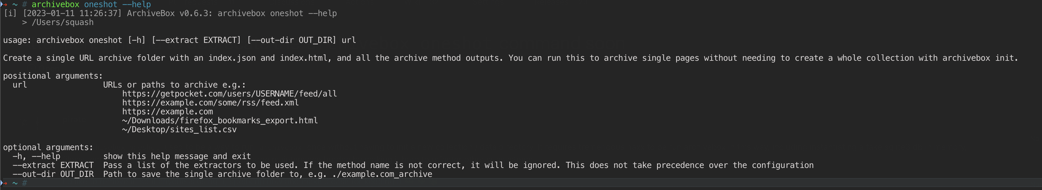 Call for public comments: Considering deprecating the `archivebox oneshot` command as of the 0.7 ...