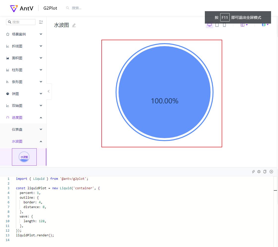 🐛 [BUG]在水波图百分比为1时进入全屏，图表没有自适应容器宽高 · Issue #3334 · antvis/G2Plot · GitHub