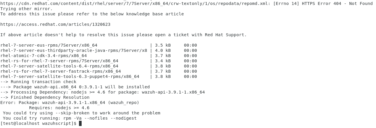 Wazuh API not installing on RHEL Server 7.6 after nodejs installation · Issue #3416 · wazuh ...