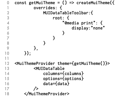 Is it possible to hide some elements on print? · Issue #1286 · gregnb/mui-datatables · GitHub