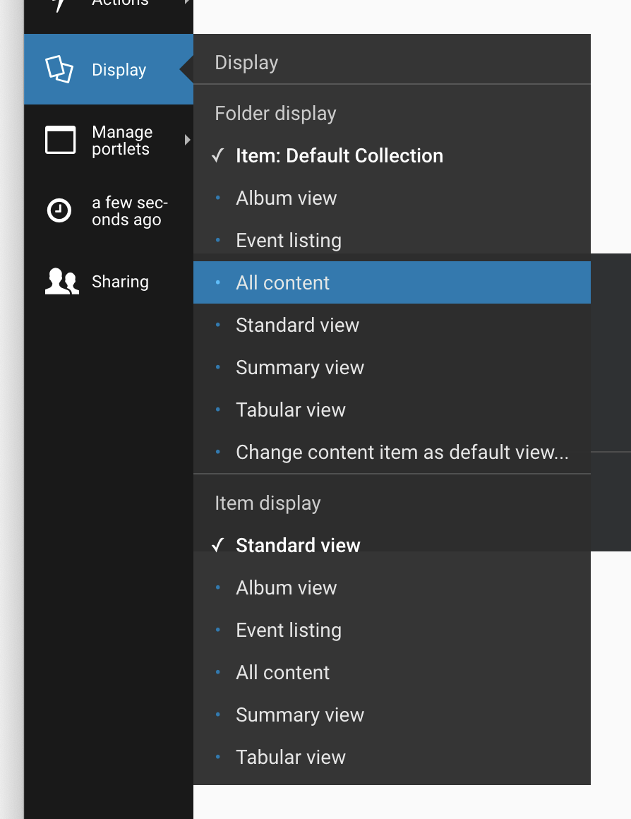 `display` Menu In Toolbar Doesnt Show The Current Selected Item And It 