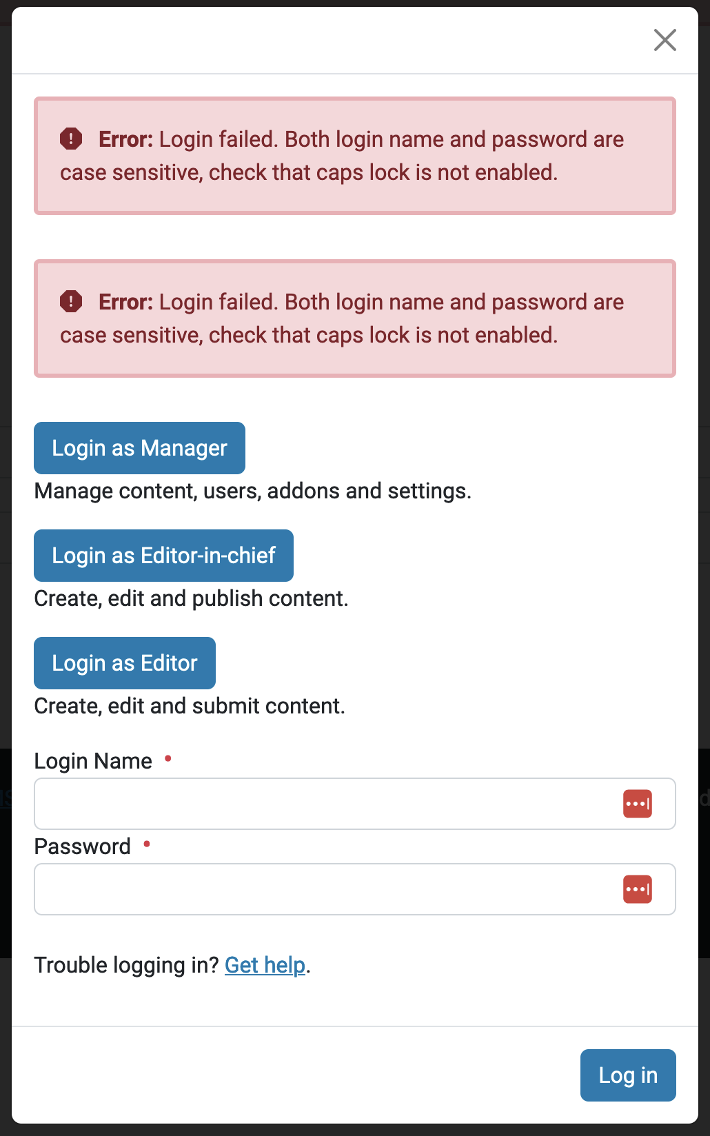 Login modal has doubled alert message · Issue #1273 · plone/mockup · GitHub