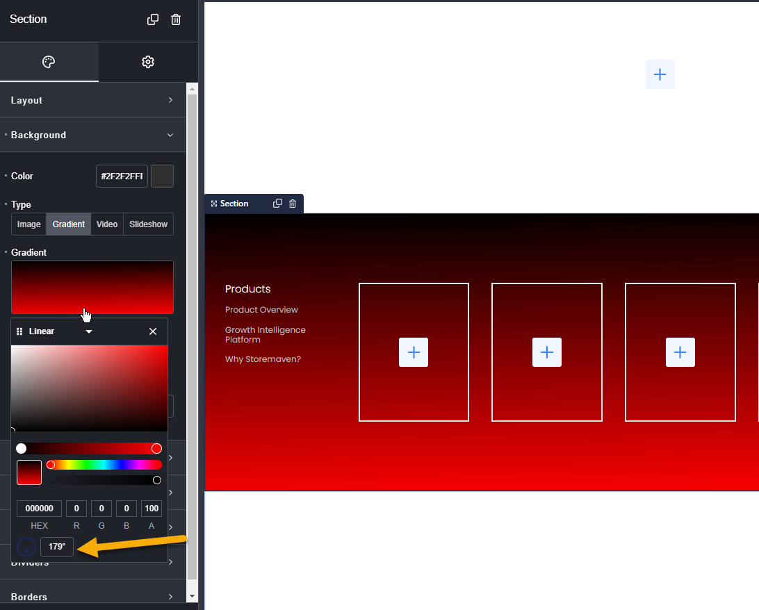 Section - Background Gradient - Tilt control stuck on click · Issue #409 · soflyy/breakdance ...