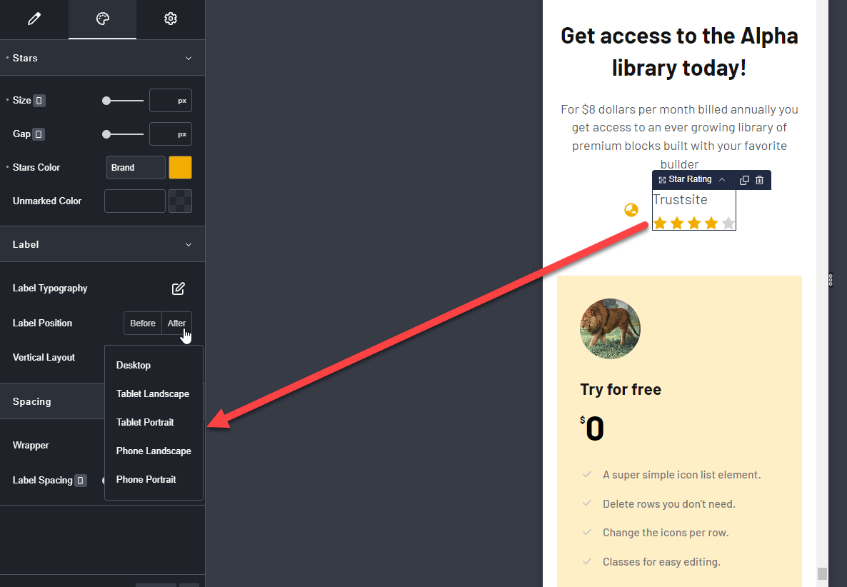 Star rating - add option to set the element vertical to never · Issue #662 · soflyy/breakdance ...