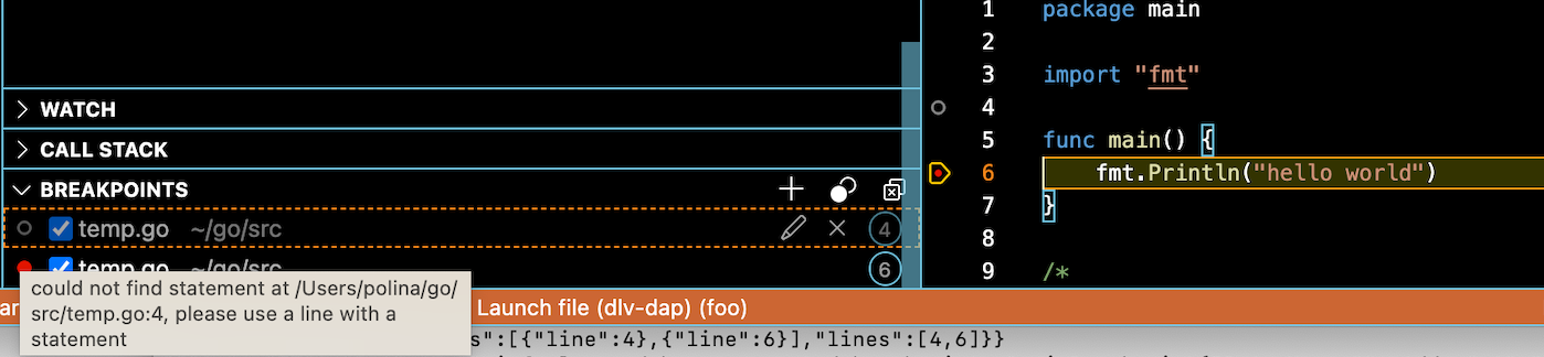 debug: missing error details for breakpoints that could not be registered · Issue #1397 · golang ...