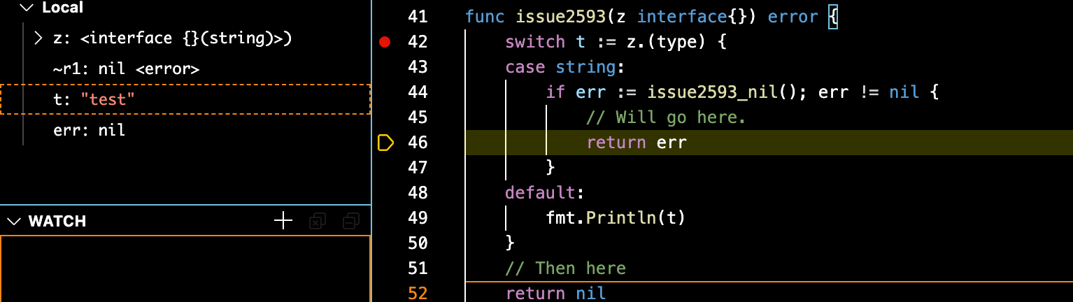 DLV debugger assigns incorrect value as error (unreadable invalid ...