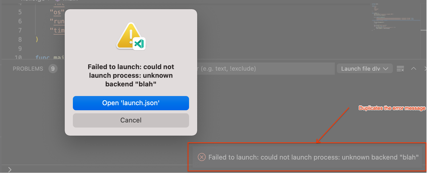 debug: option to disable the modal dialog on launch failure · Issue ...