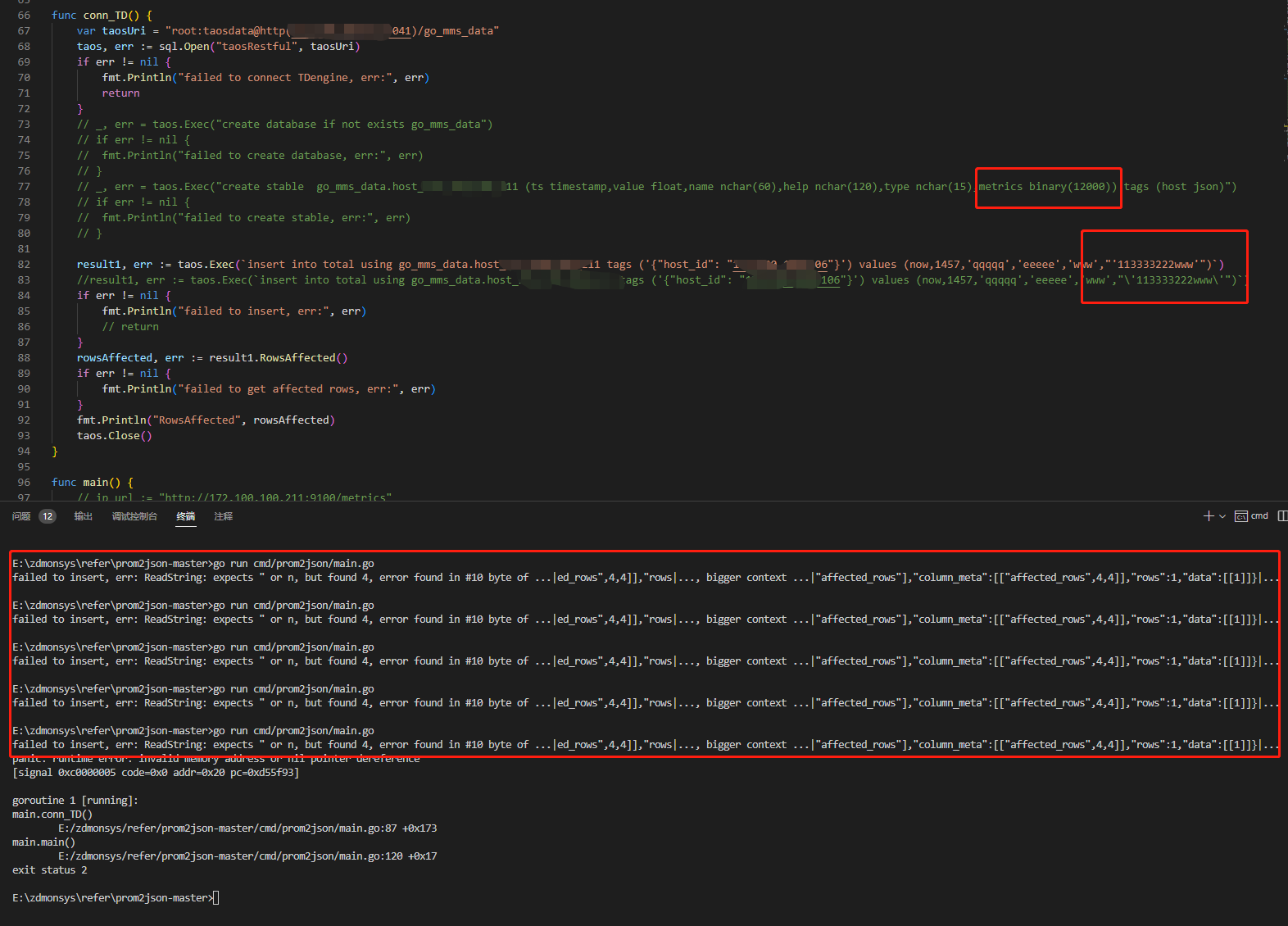ReadString: expects " or n, but found 4, error found in ........ · Issue #21147 · taosdata ...