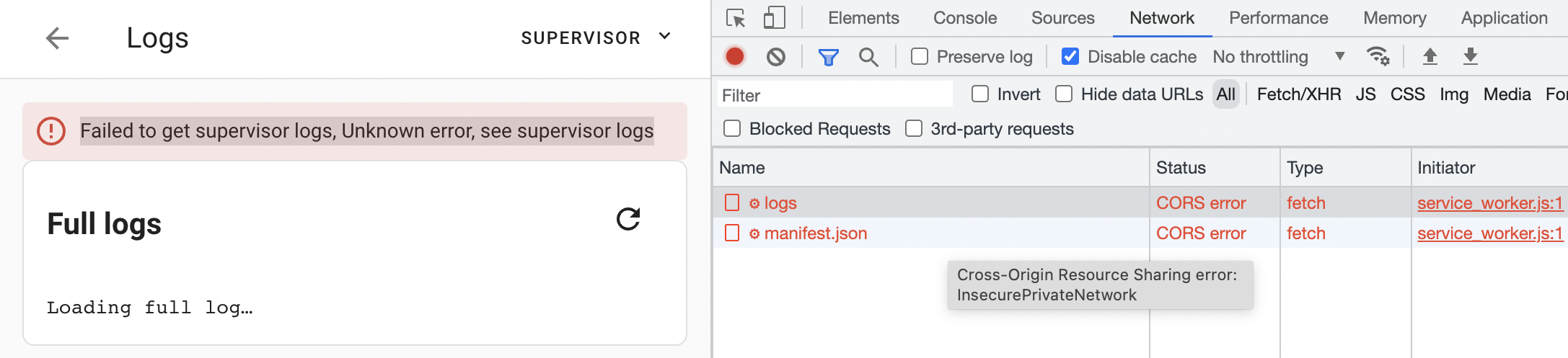 Failed to get supervisor logs (CORS problem) · Issue #4033 · home-assistant/supervisor · GitHub