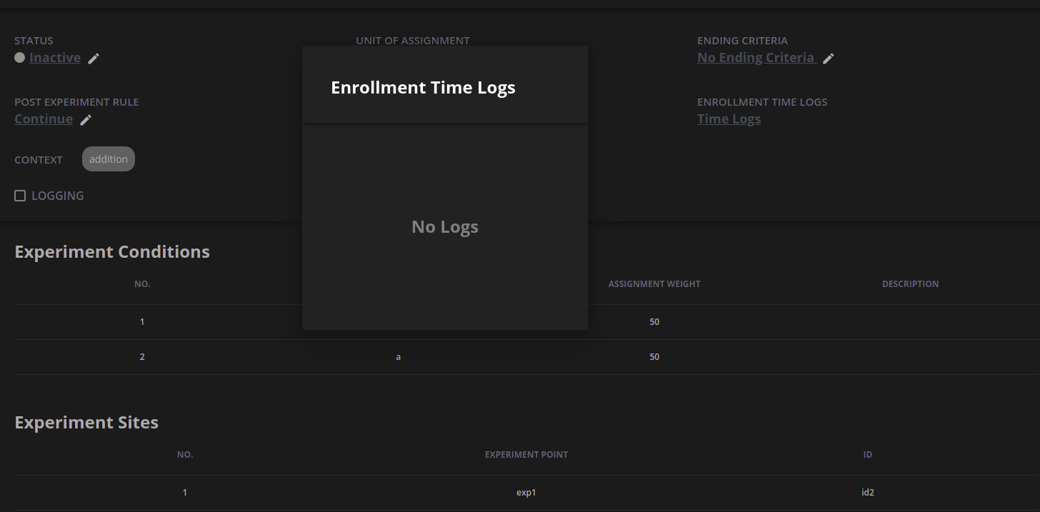 Experiment enrollment status and History on dashboard · Issue #25 · CarnegieLearningWeb/UpGrade ...