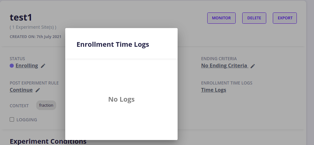 Experiment enrollment status and History on dashboard · Issue #25 · CarnegieLearningWeb/UpGrade ...
