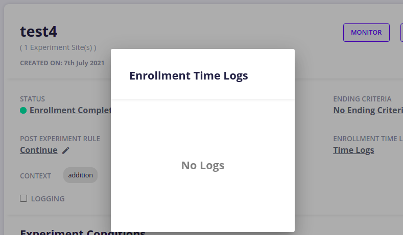 Experiment enrollment status and History on dashboard · Issue #25 · CarnegieLearningWeb/UpGrade ...