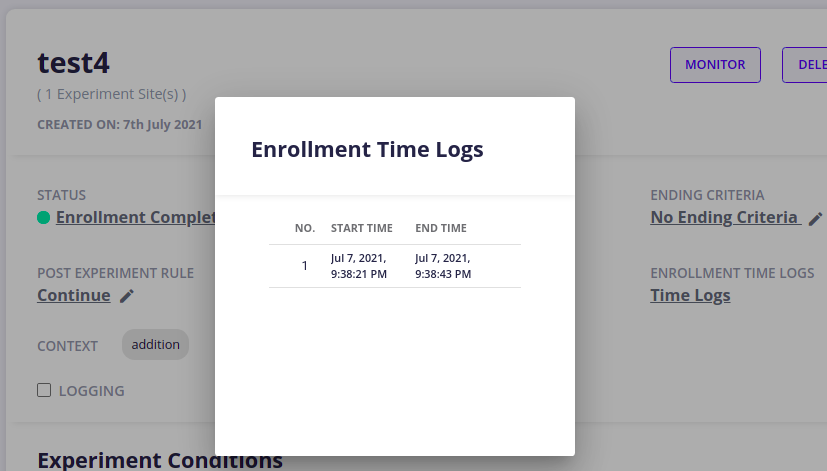 Experiment enrollment status and History on dashboard · Issue #25 · CarnegieLearningWeb/UpGrade ...