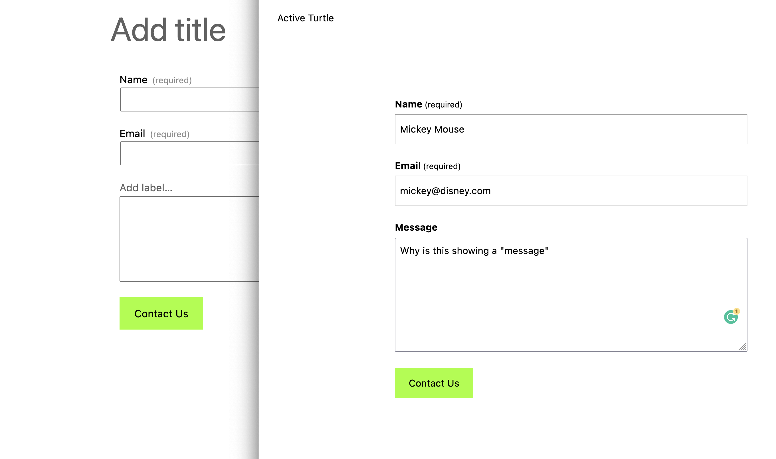 Form Block - Bug: Multi-line text block without label in editor, shows "message" as label in ...