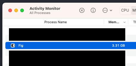 memory usage · Issue #2355 · withfig/fig · GitHub
