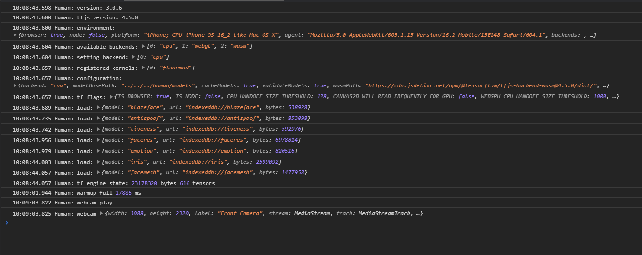 Crashing on iOS · Issue #368 · vladmandic/human · GitHub