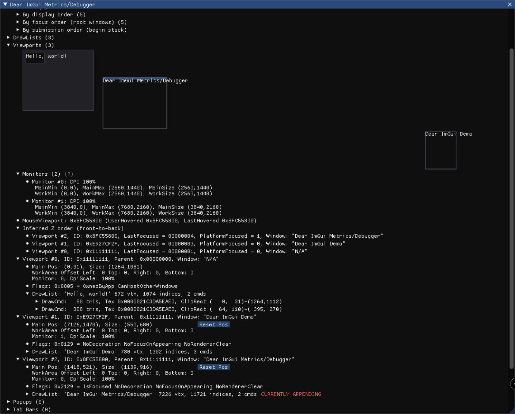 Various Viewport drag fails for multi-monitors ((sdl2 | win32) ! glfw) & ogl3 occurring with ...