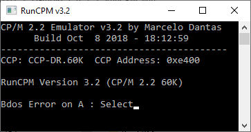 Bdos Error on A : Select · Issue #41 · MockbaTheBorg/RunCPM · GitHub