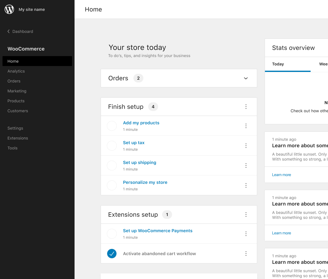 Home Screen - tasks extensibility · Issue #5242 · woocommerce/woocommerce-admin · GitHub