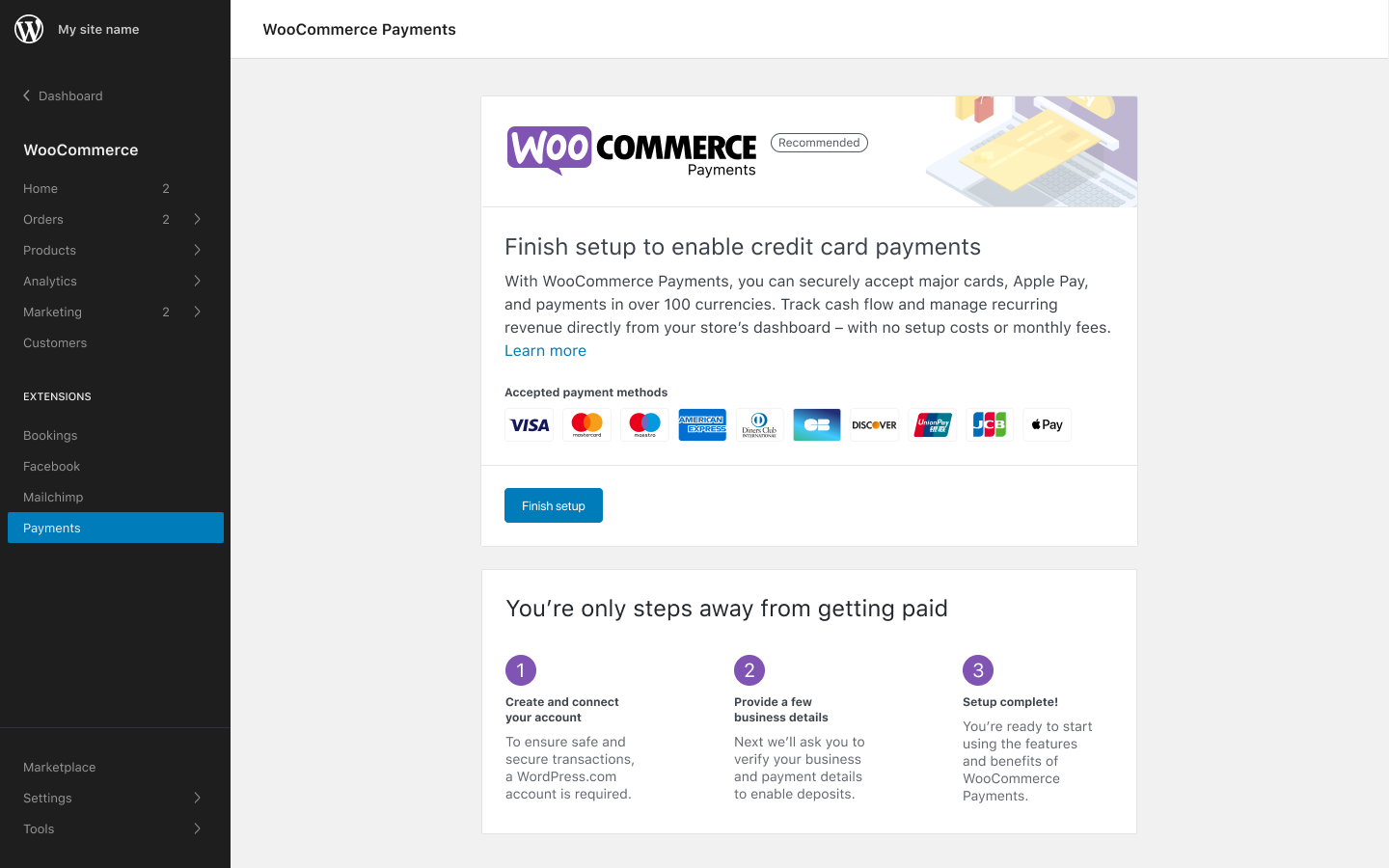 WC Payments setup: WCPayments screen empty state changes · Issue #1436 · Automattic/woocommerce ...